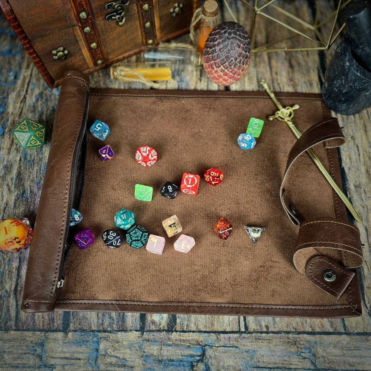 Adventurer's Dice Keeper | Dice Keeping Scroll & Rolling Mat | Dice Ba ...
